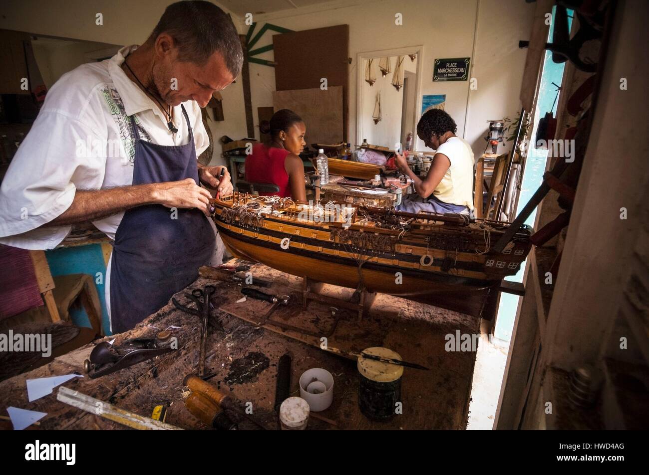 Seychelles, Mahe island, Le Cap, at the craft village, the expertise of ...