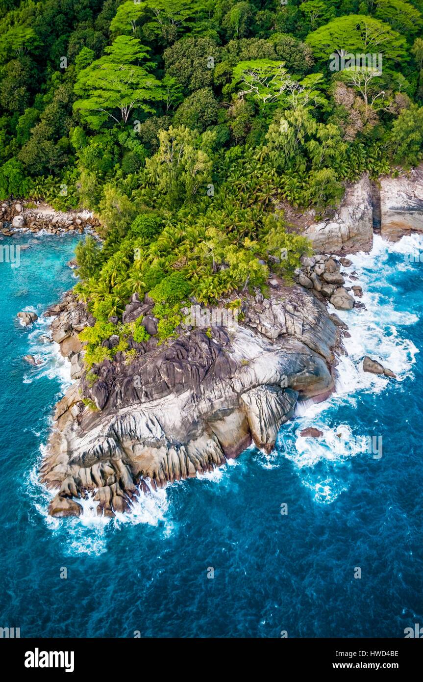 Seychelles, Mahe island, Port Launay (aerial view Stock Photo - Alamy
