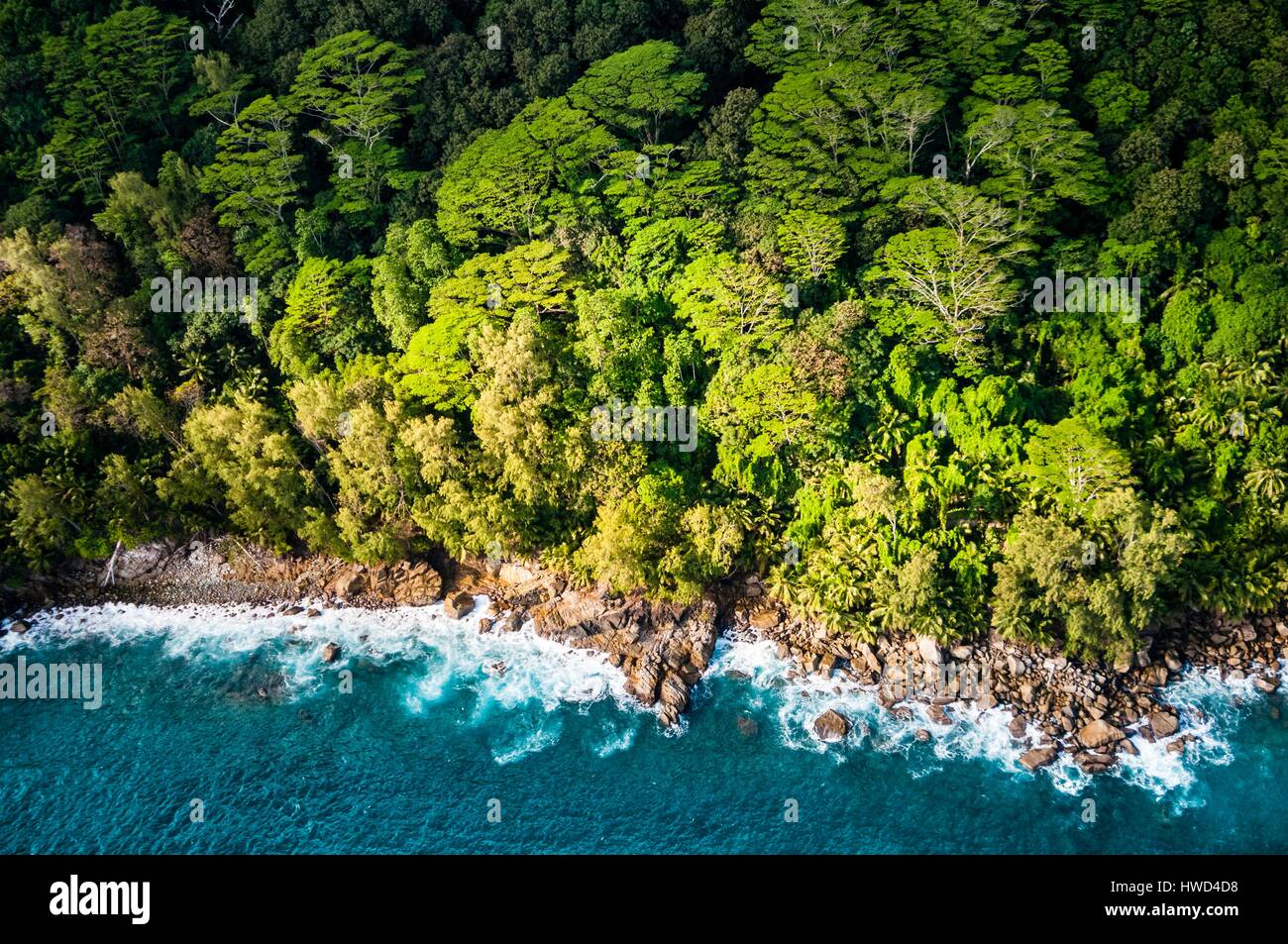 Seychelles, Mahe island, Port Launay (aerial view Stock Photo - Alamy
