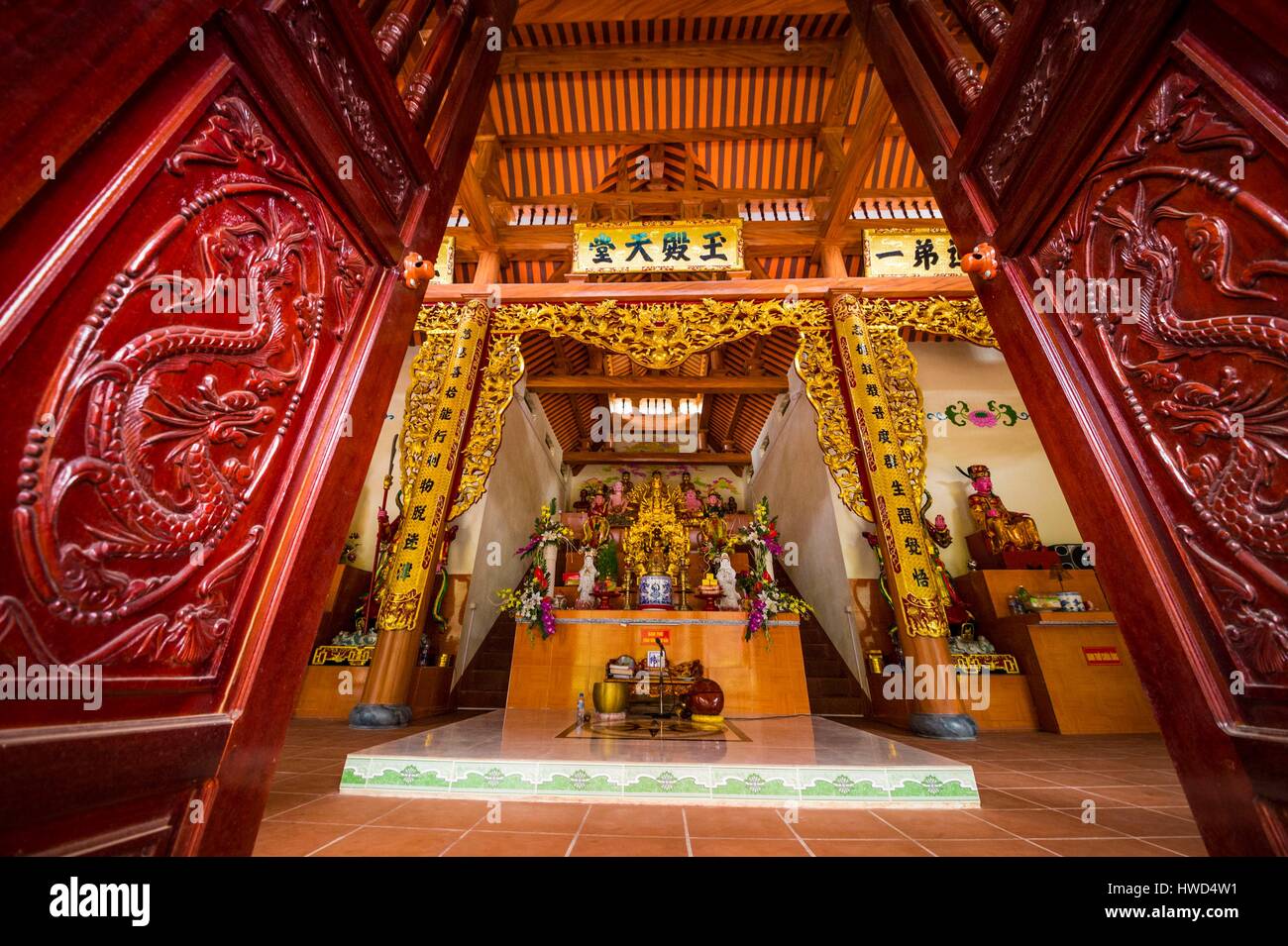 Vietnam, Khe Lua village, Buddhist pagoda and temple worship of the ...