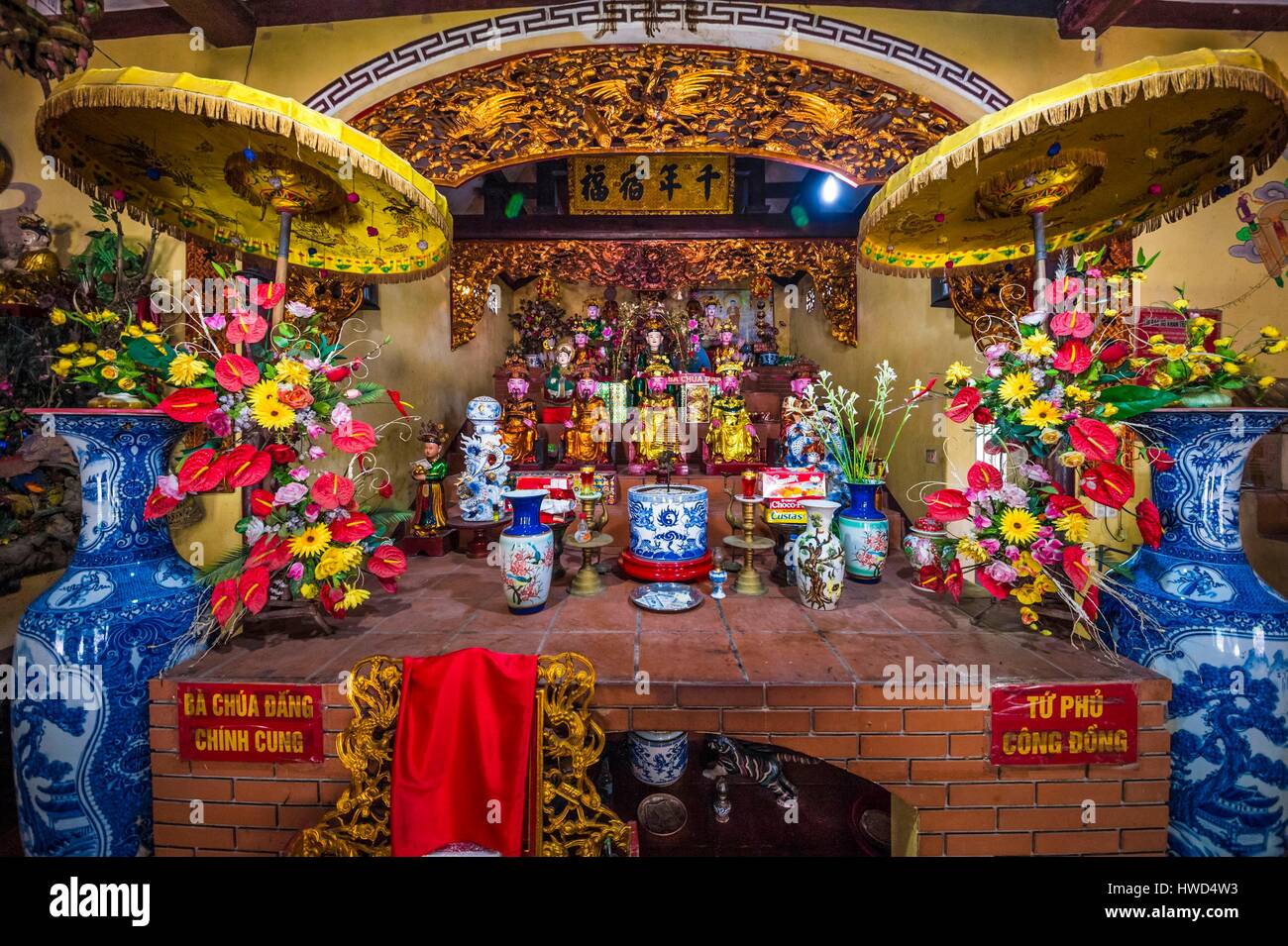 Vietnam, Khe Lua village, Buddhist pagoda and temple worship of the ...