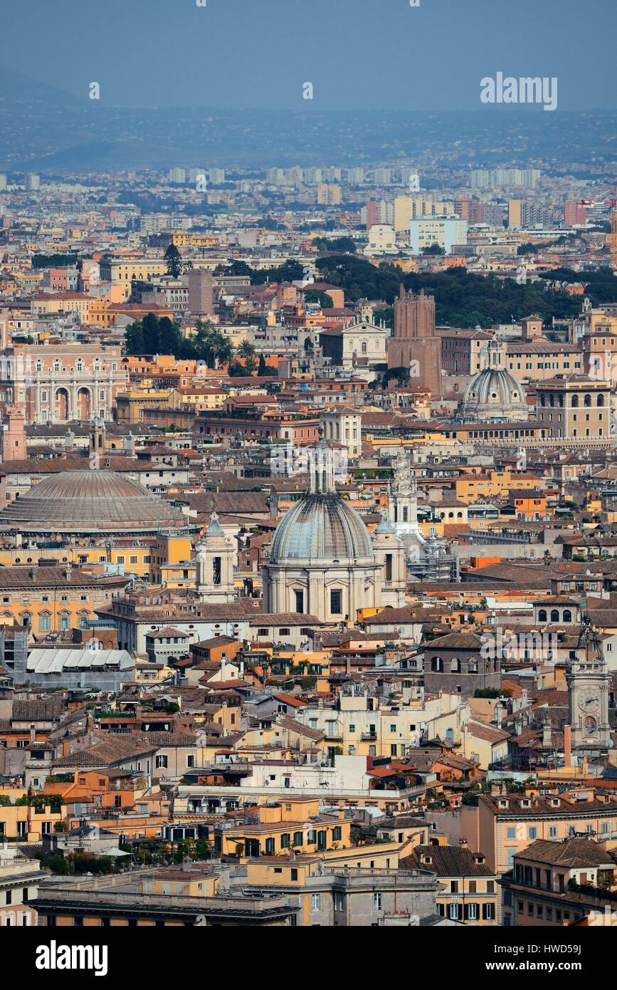 Rome city panoramic view from top of St. Peter’s Basilica in Vatican ...