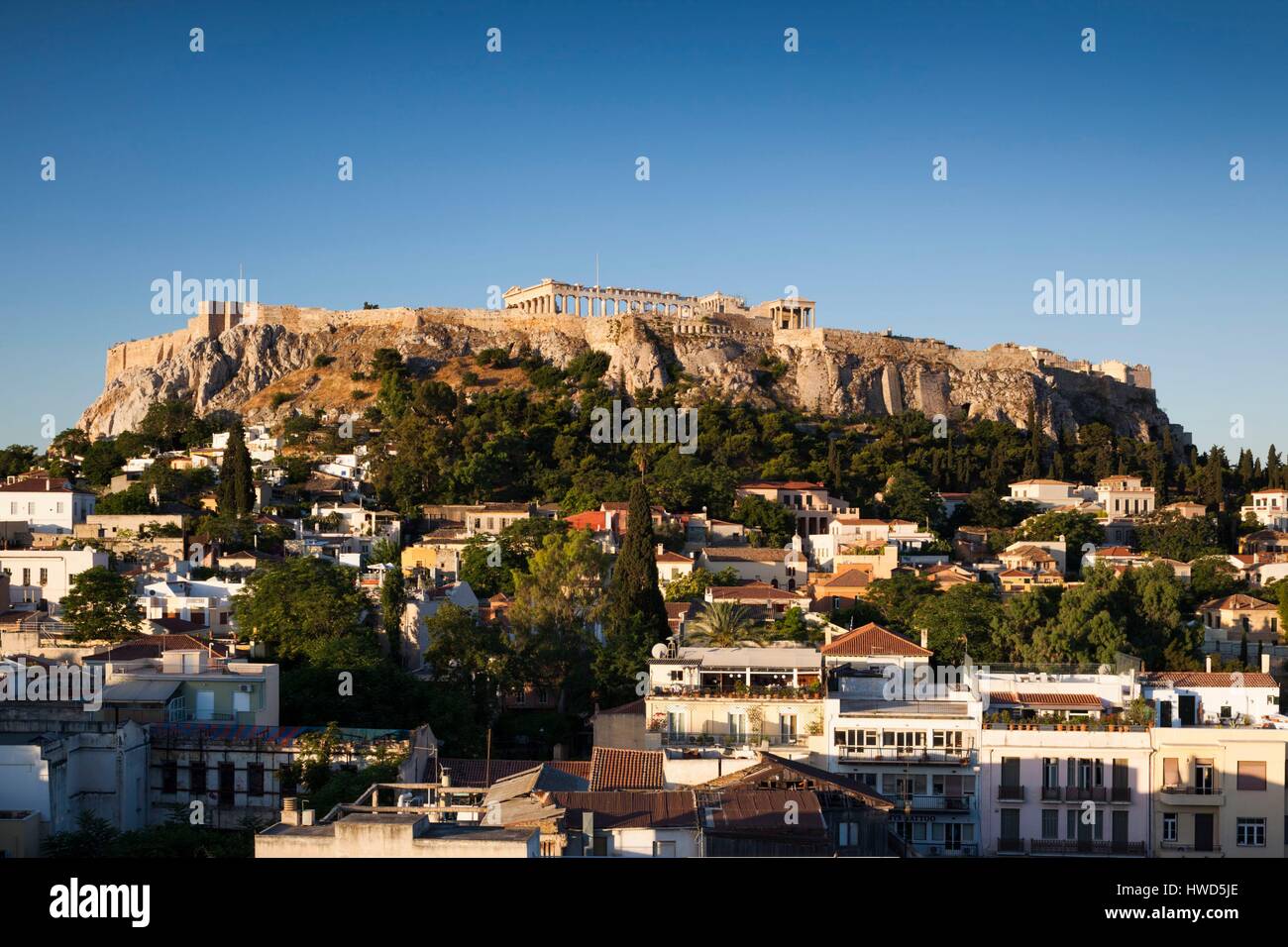 Greece, Central Greece Region, Athens, Acropolis, elevated view, dawn ...