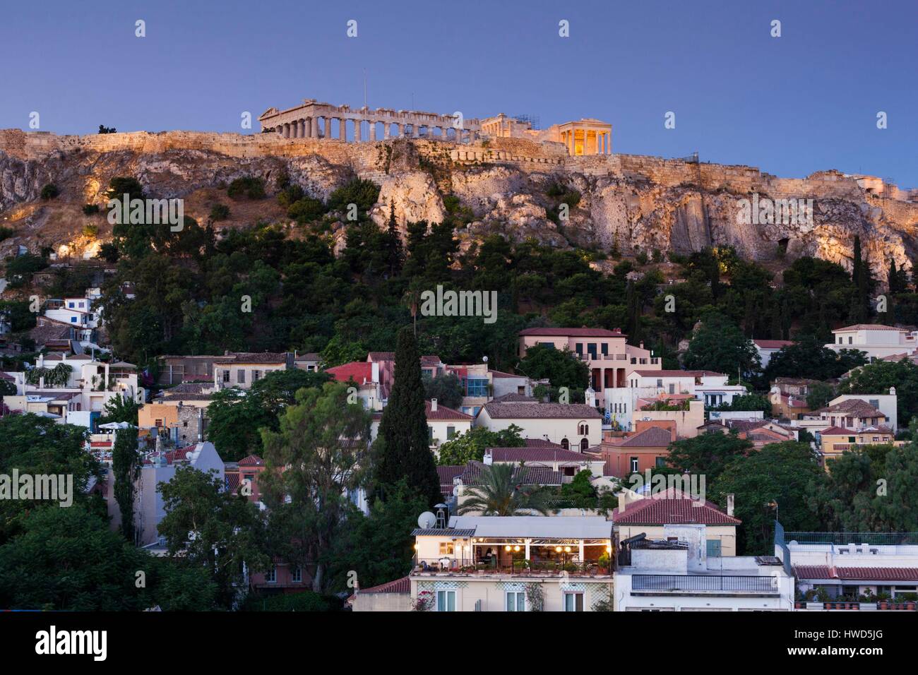Greece, Central Greece Region, Athens, Acropolis, elevated view, dawn ...