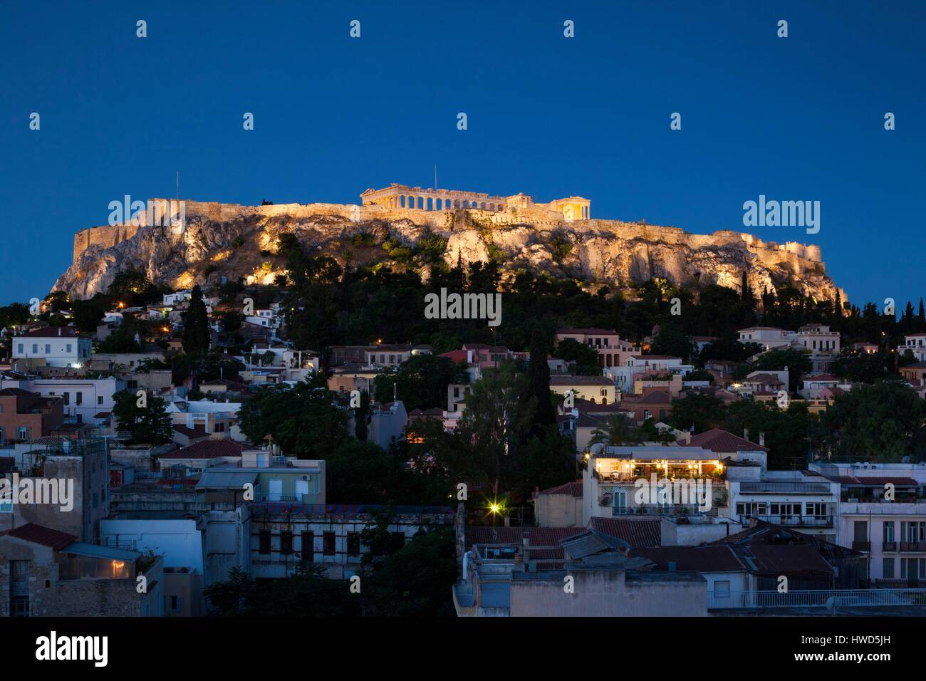 Greece, Central Greece Region, Athens, Acropolis, elevated view, dawn ...