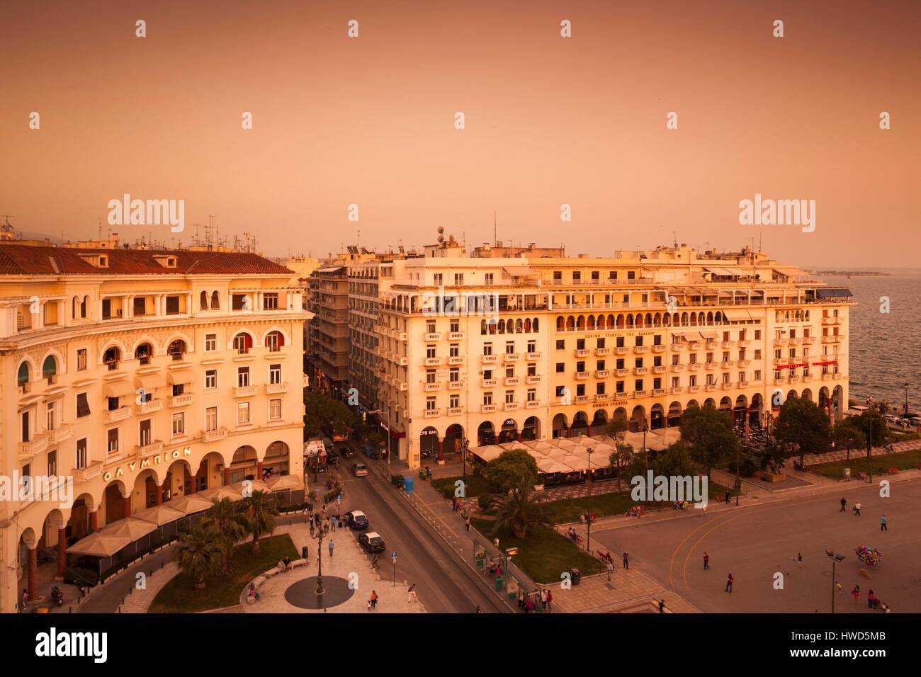 Greece, Central Macedonia Region, Thessaloniki, Aristotelous Square, buildlings, elevated view ...