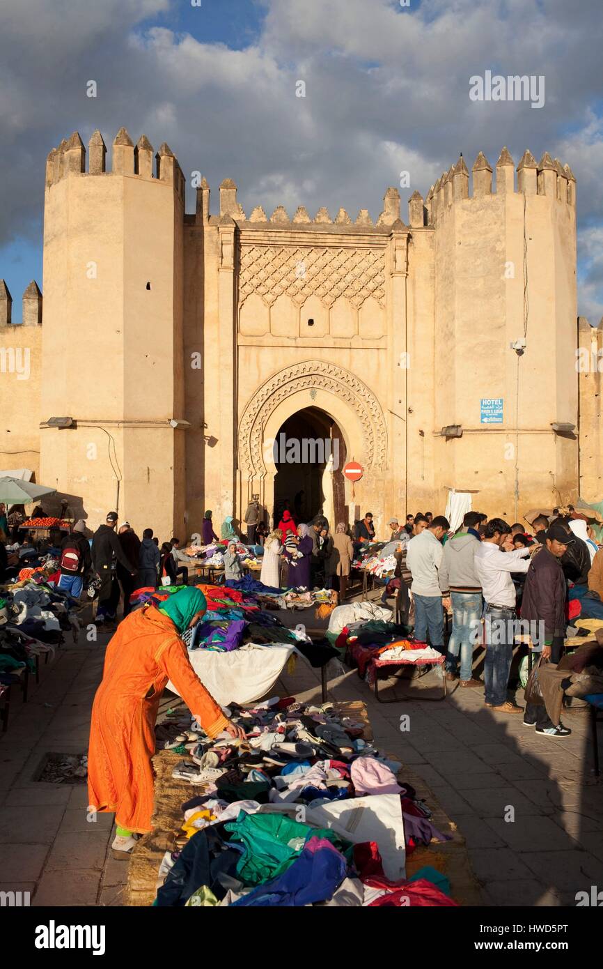 Morocco, Fes, listed as World Heritage by UNESCO, Bab Chorfa Stock ...