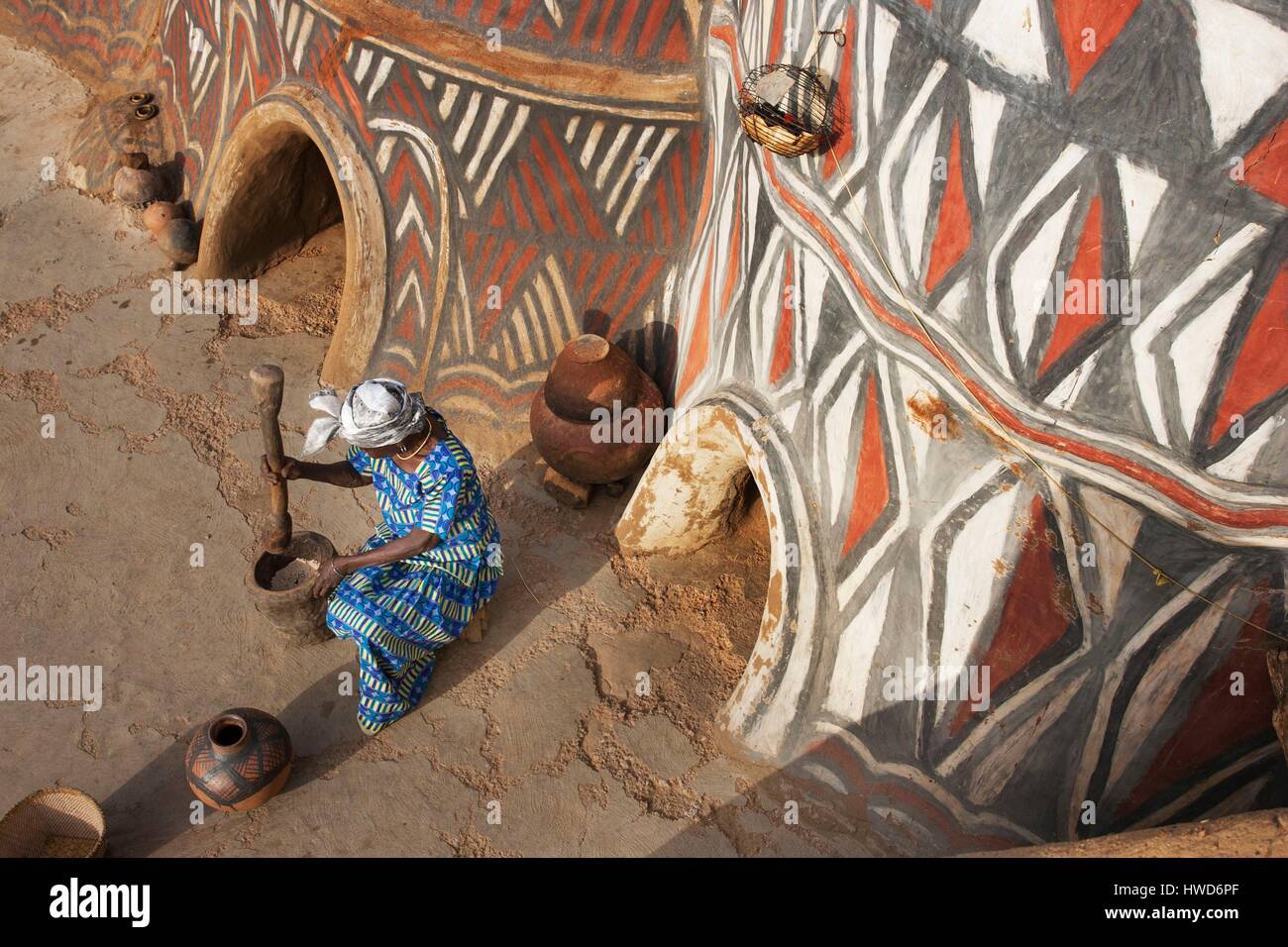 Ghana, northern region, fortified houses traditionally painted with ...