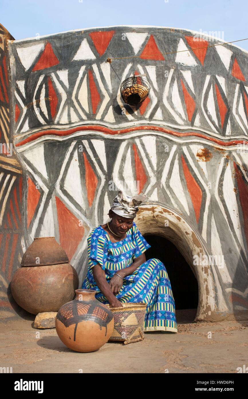 Ghana, northern region, fortified houses traditionally painted with ...