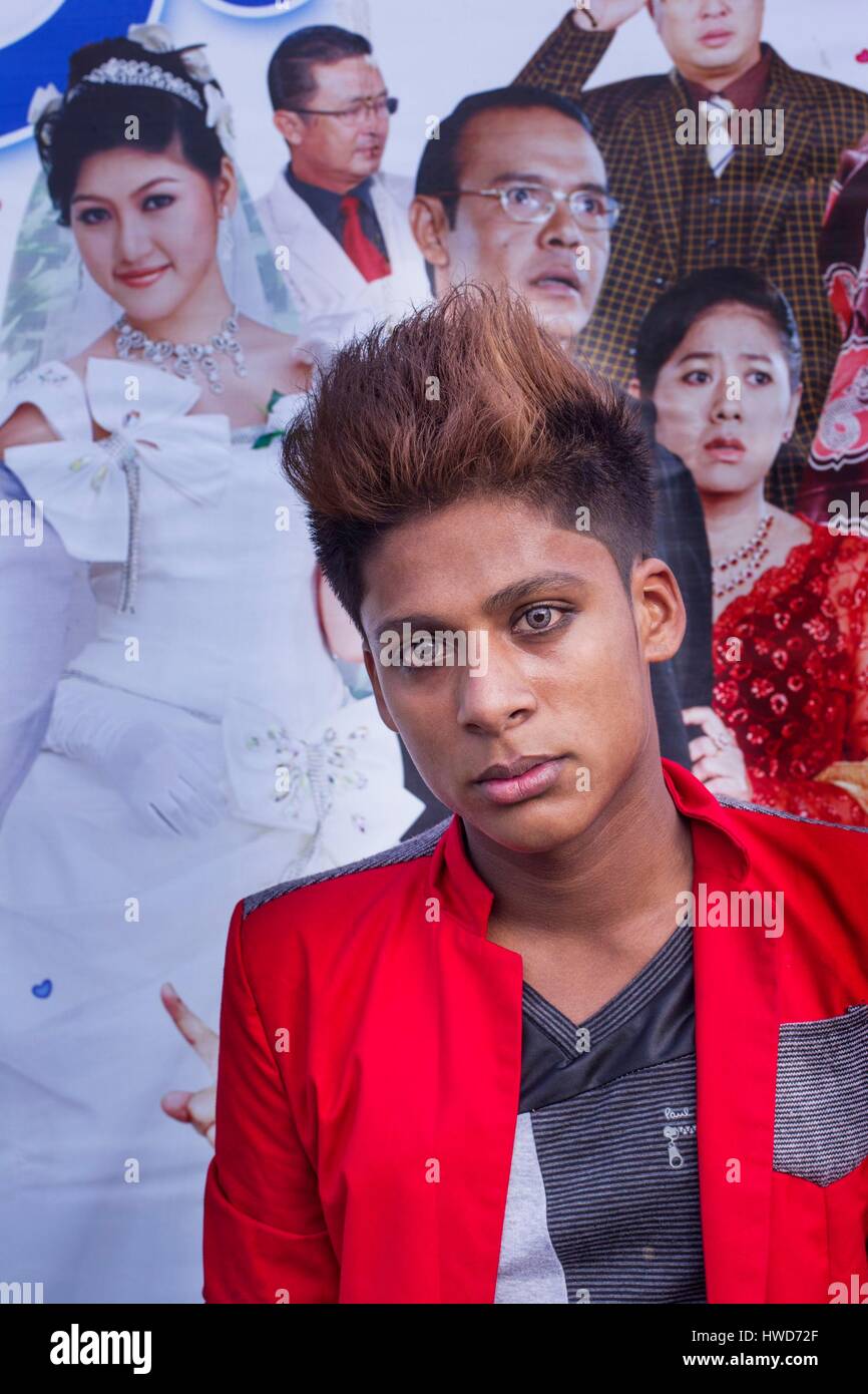 Myanmar (Burma), Rangoon, young man Stock Photo - Alamy