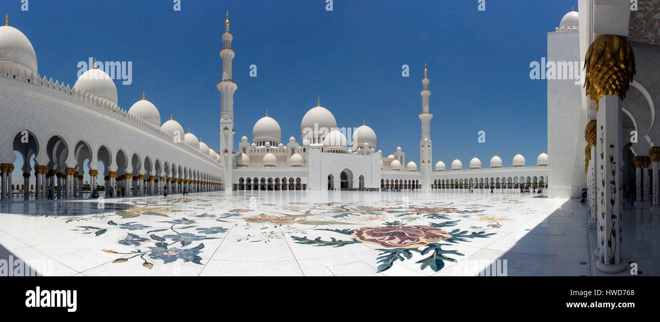 Emirates, Abu Dhabi, Sheikh Zayed ben Sultan Al Nahyane mosque Stock ...