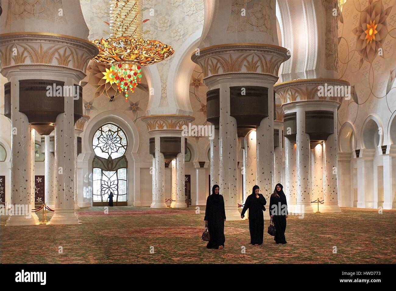 Emirates, Abu Dhabi, Sheikh Zayed ben Sultan Al Nahyane mosque Stock ...