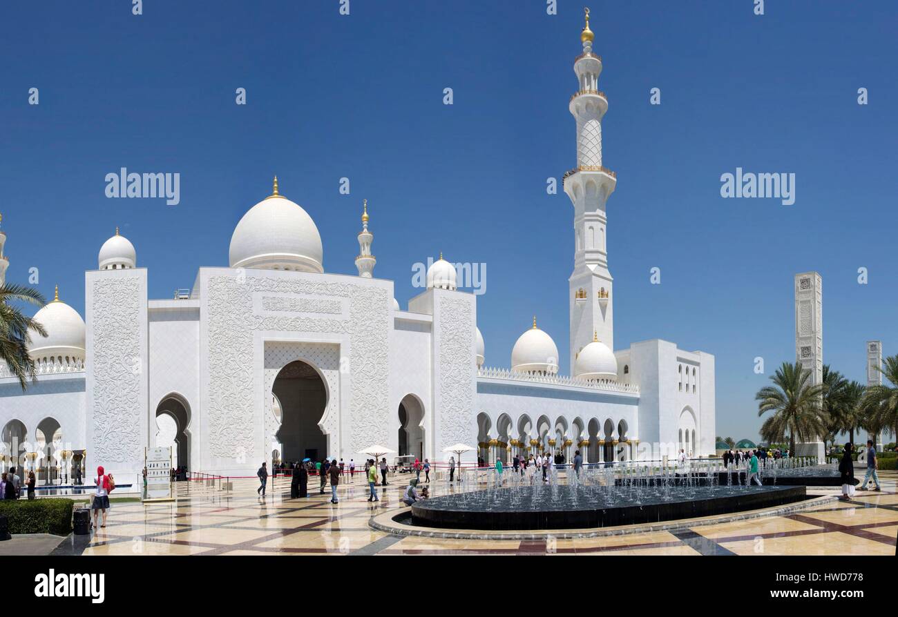 Emirates, Abu Dhabi, Sheikh Zayed ben Sultan Al Nahyane mosque Stock ...