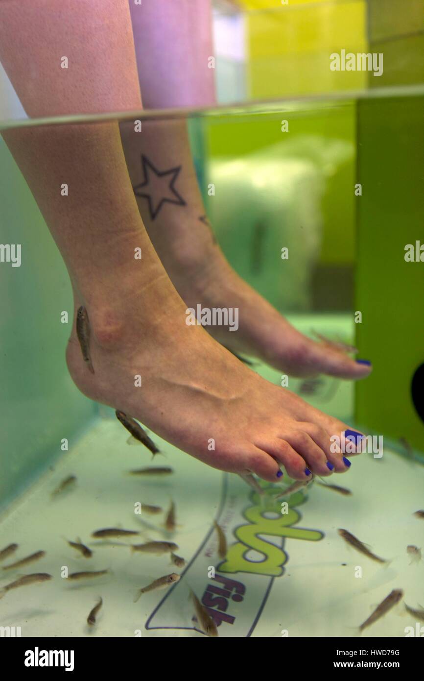 United Kingdom, London, fish pedicure Stock Photo - Alamy