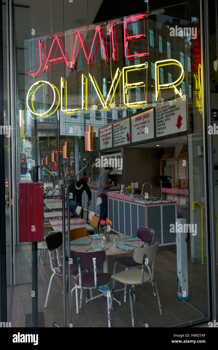 United Kingdom, London, Jamie Oliver restaurant Stock Photo - Alamy