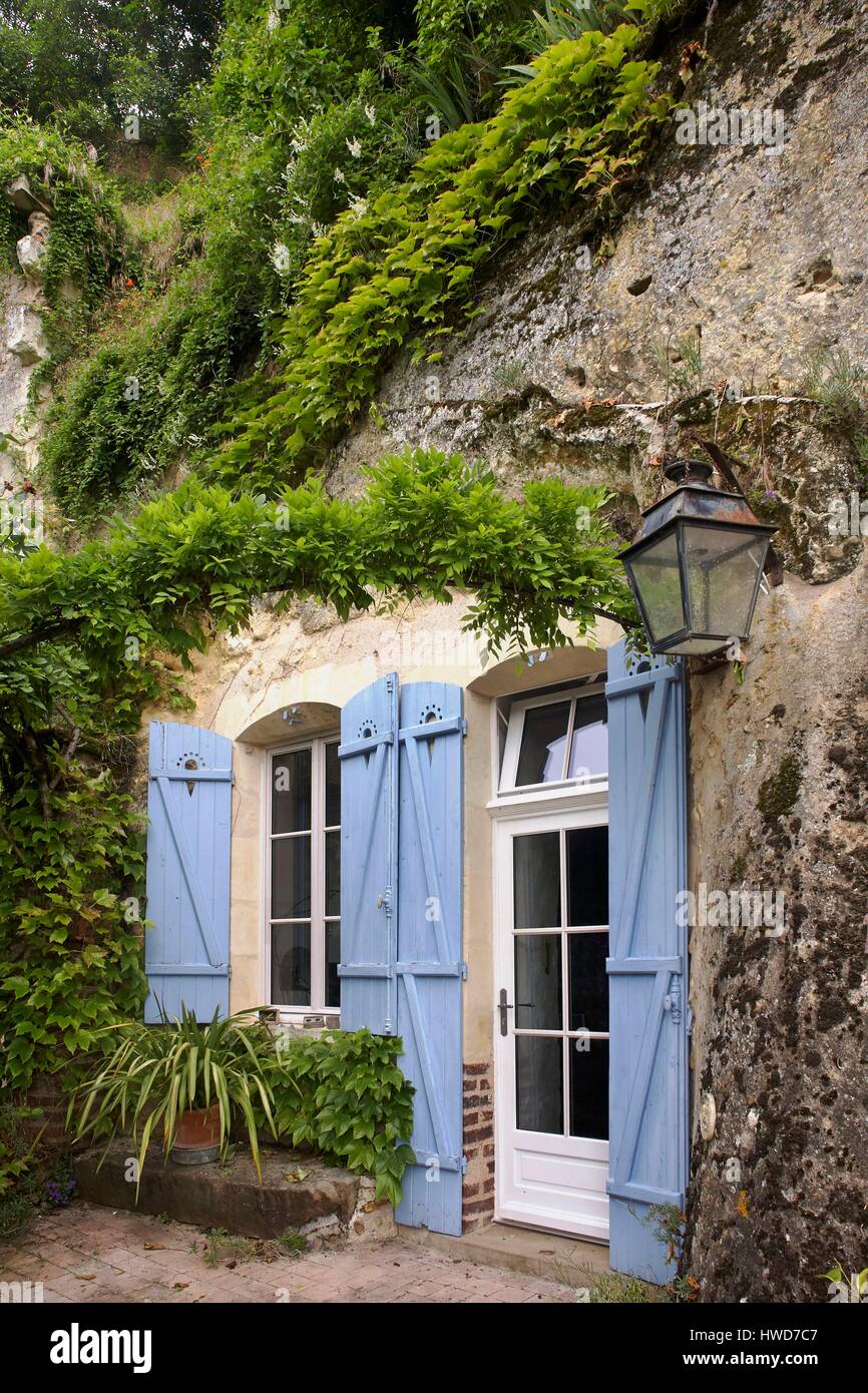 France, Loir et Cher, Troo, Terrace of a Cave house Stock Photo - Alamy