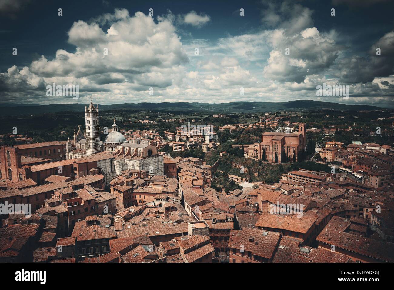 Medieval town Siena rooftop view with historic buildings in Italy Stock ...