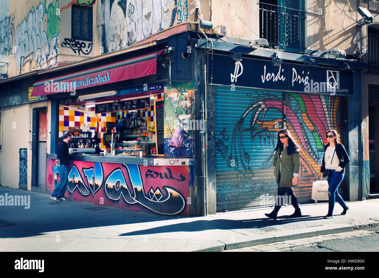 Spain, Catalonia, Barcelona, Raval district, Bar Mendizabal Stock Photo ...