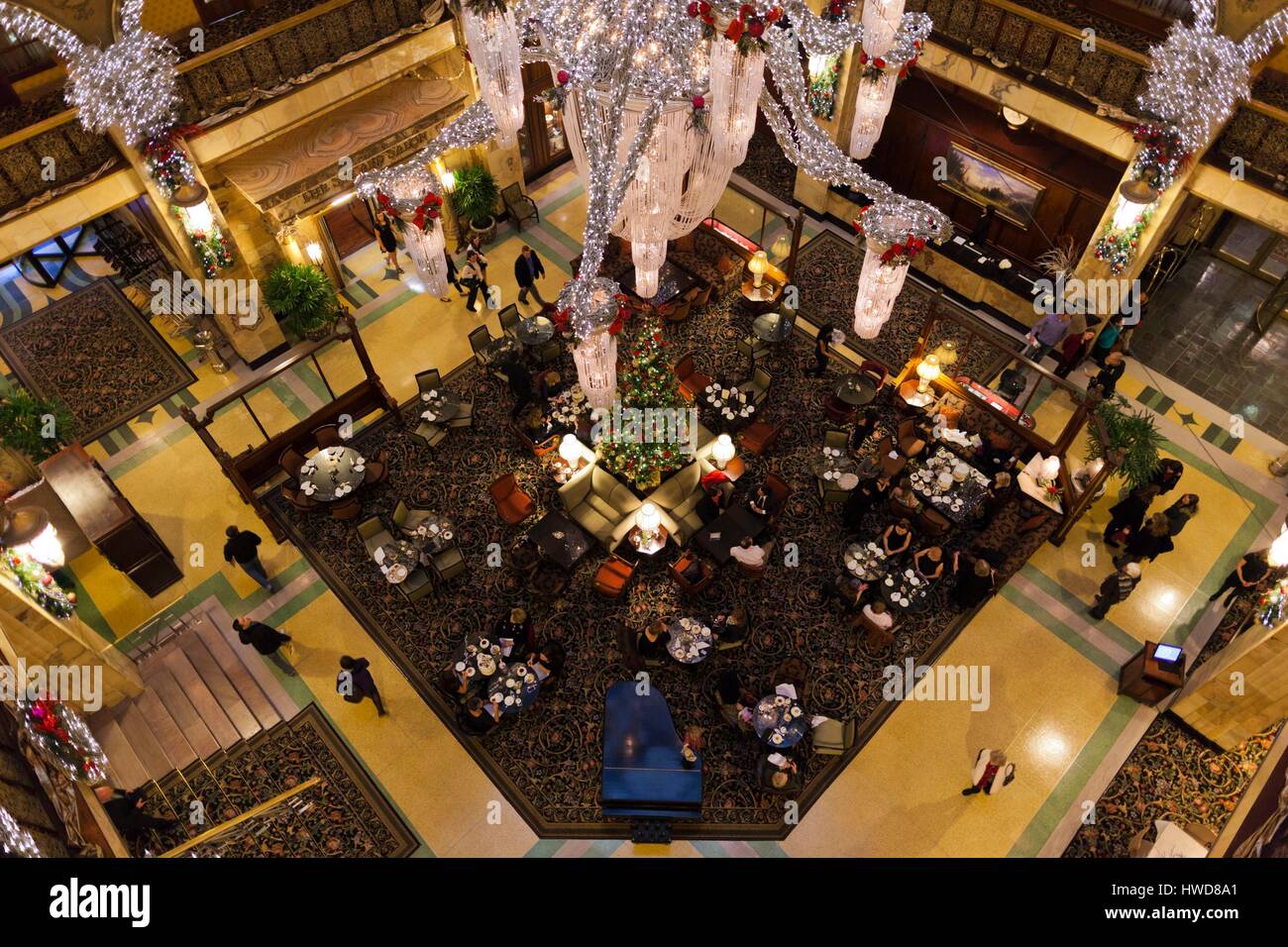 United States, Colorado, Denver, Brown Palace Hotel, interior view with ...