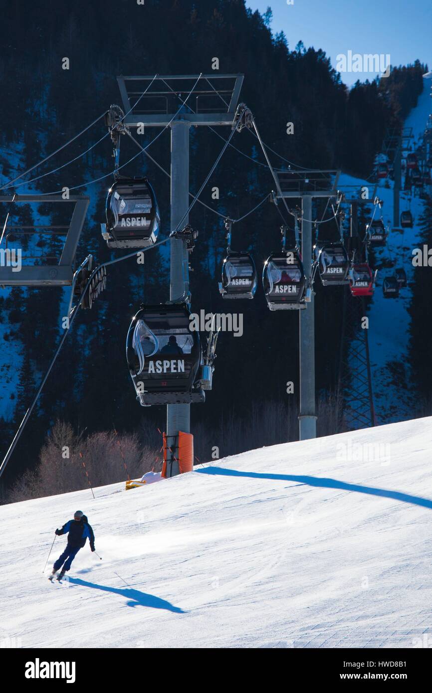 United States, Colorado, Aspen, Aspen Mountain Ski Area, Silver Queen ...