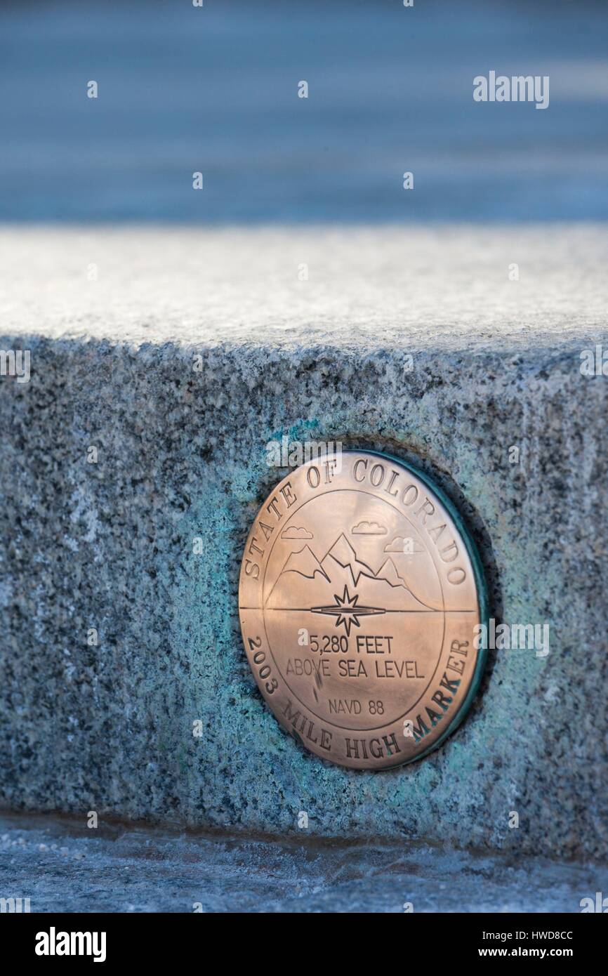 United States, Colorado, Denver, Colorado State Capitol, official Mile ...