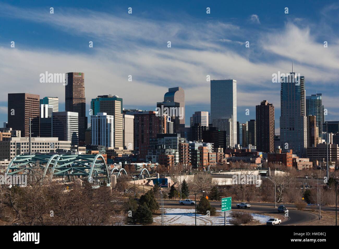 United States, Colorado, Denver, city view from the west, late ...