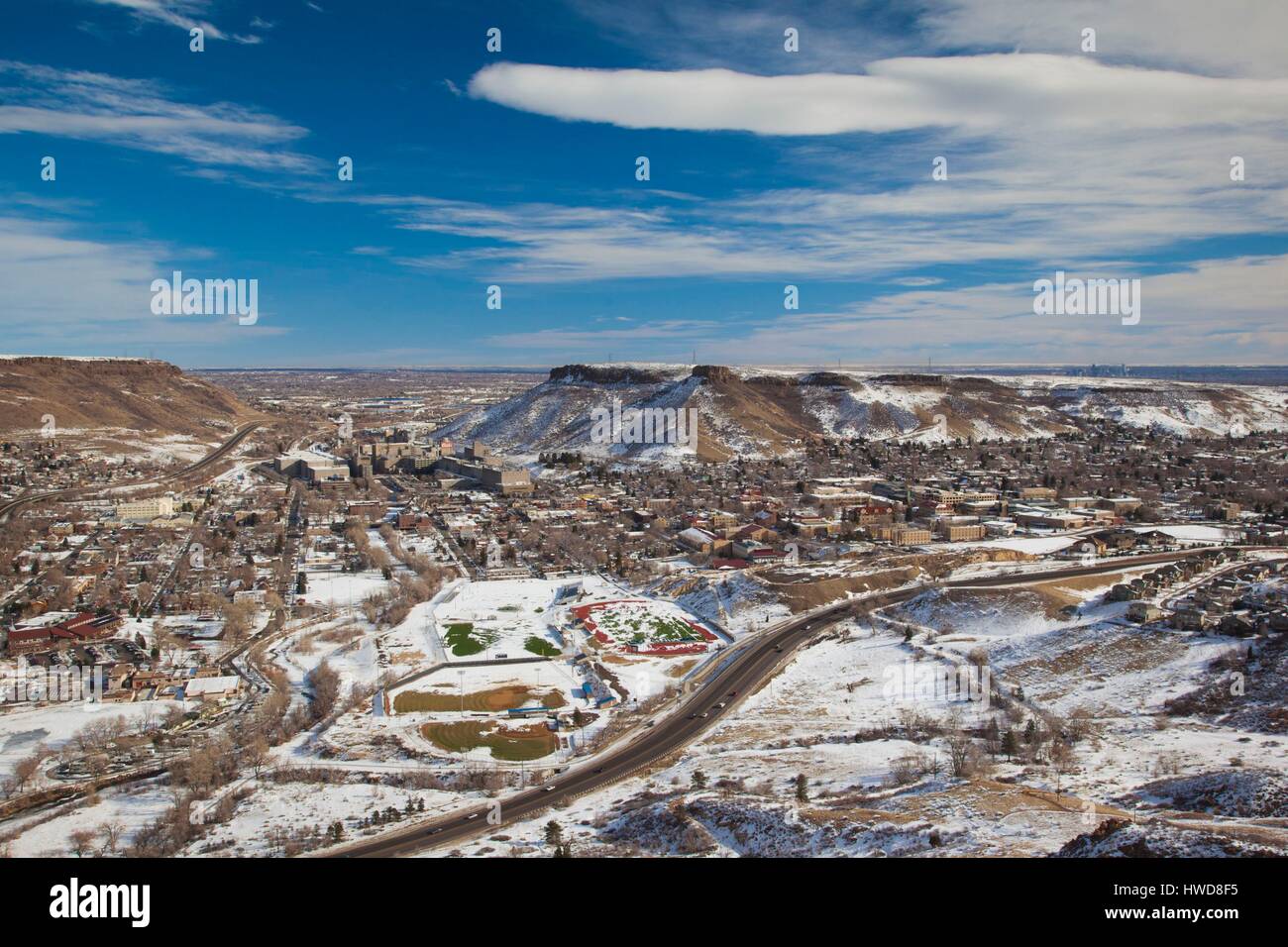 United States, Colorado, Golden, elevated city view from Lookout ...