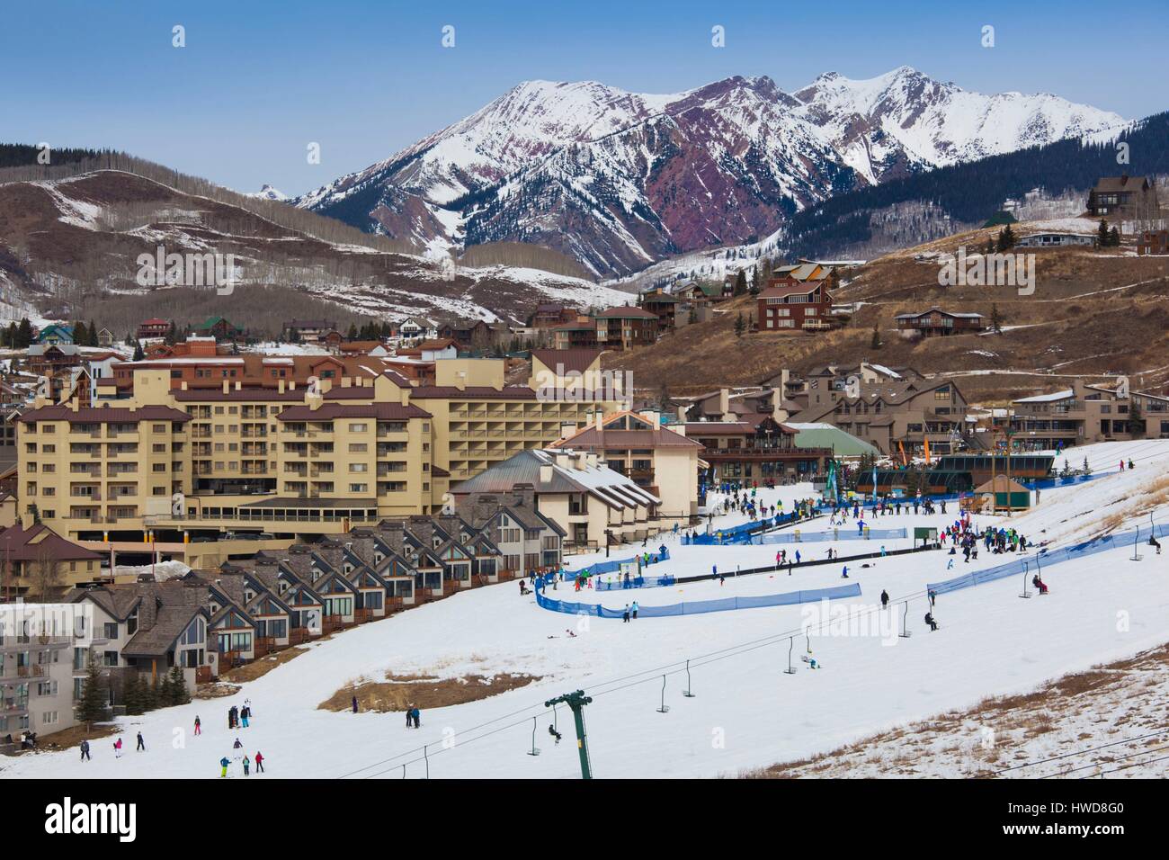 United States, Colorado, Crested Butte, Mount Crested Butte Ski Village ...