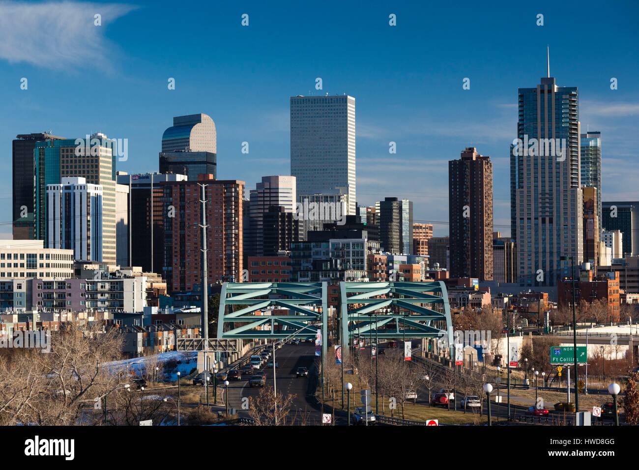 United States, Colorado, Denver, city view from the west, late ...