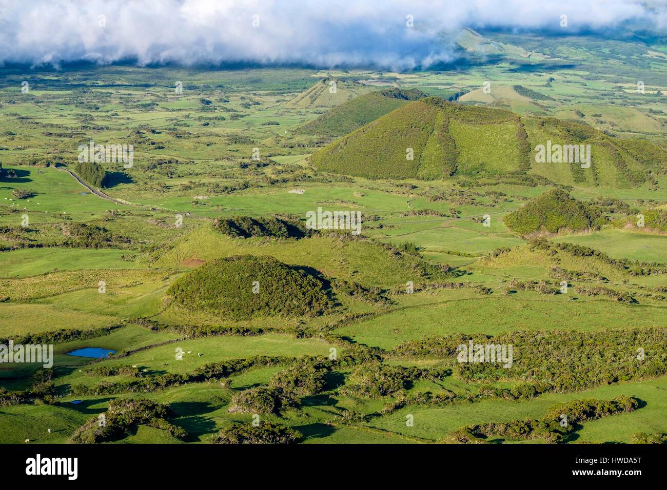 Portugal, Azores archipelago, Pico island, panoramic view from Pico da ...