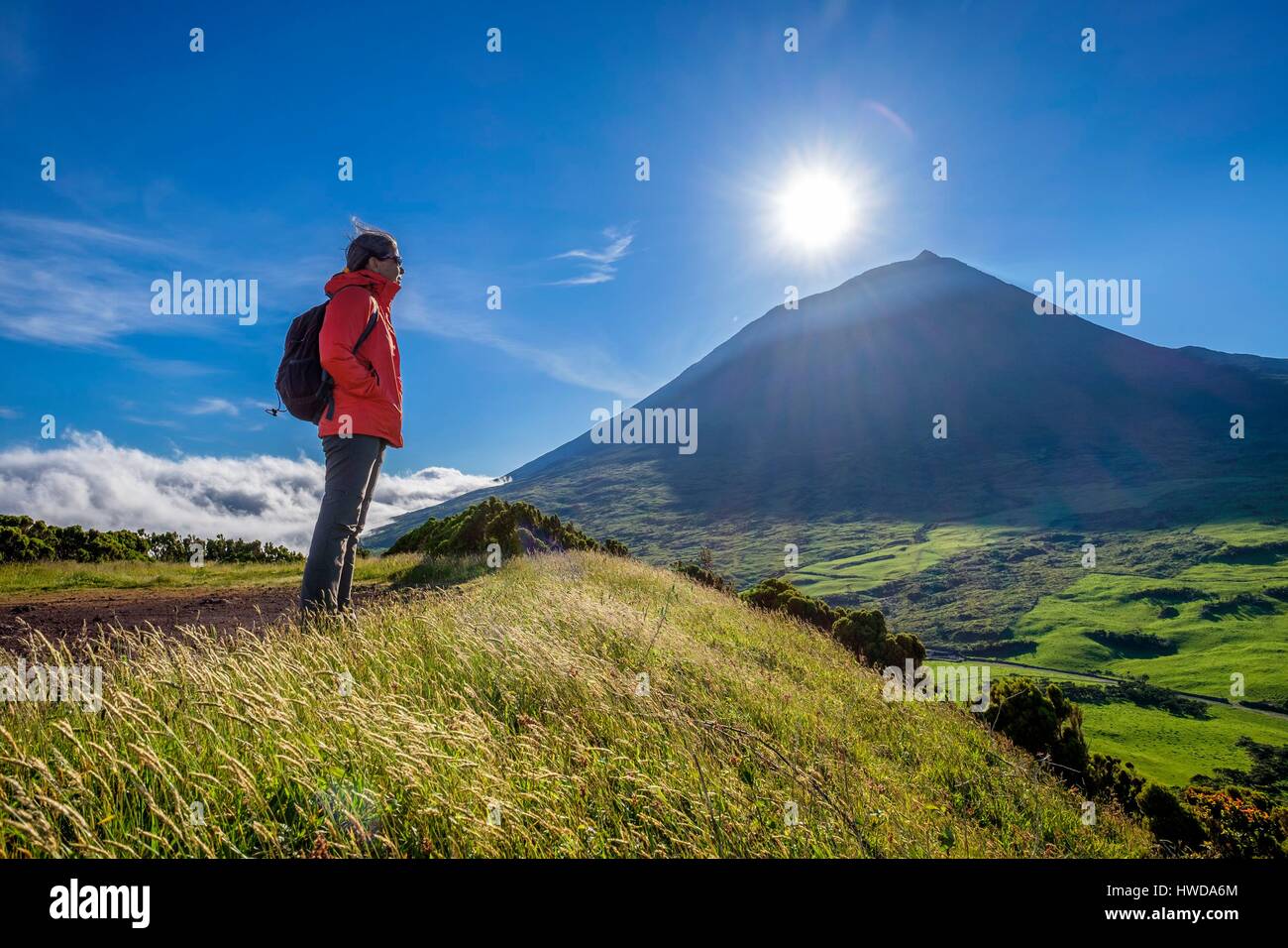 Portugal, Azores archipelago, Pico island, panoramic view from Pico da ...