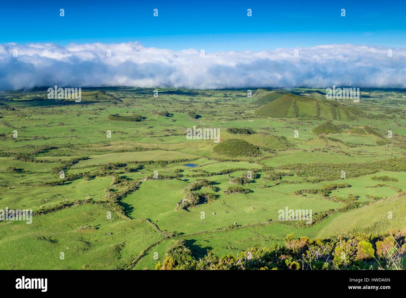 Portugal, Azores archipelago, Pico island, panoramic view from Pico da ...