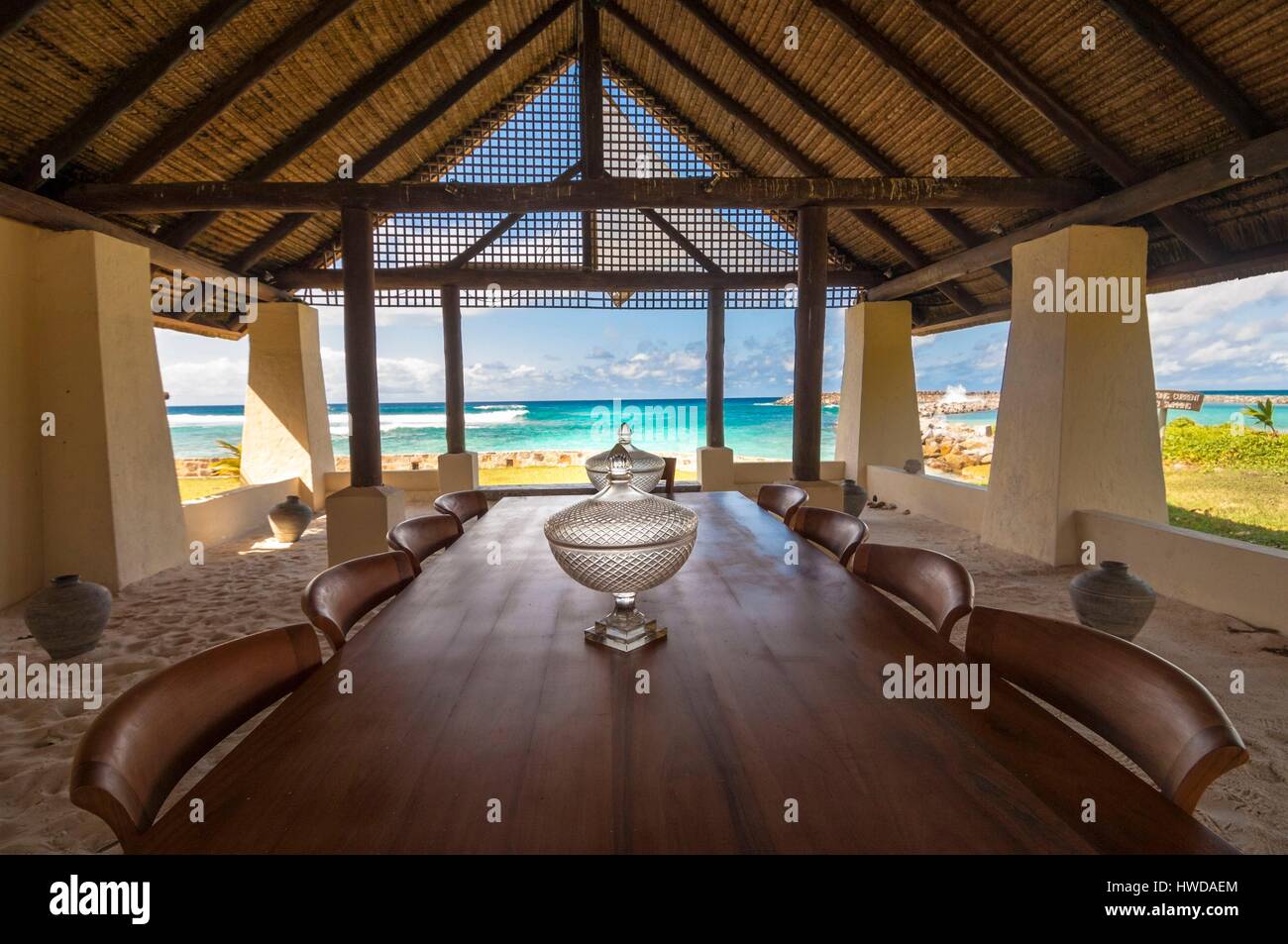 Seychelles, Fregate Island, Fregate Island Private, covered outdoor ...