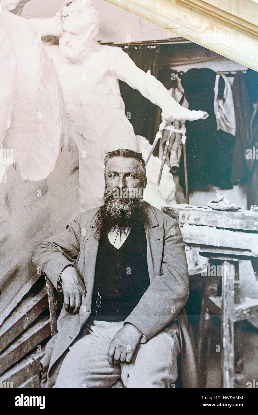France, Paris, Rodin museum, a reproduction of a photograph of Auguste ...