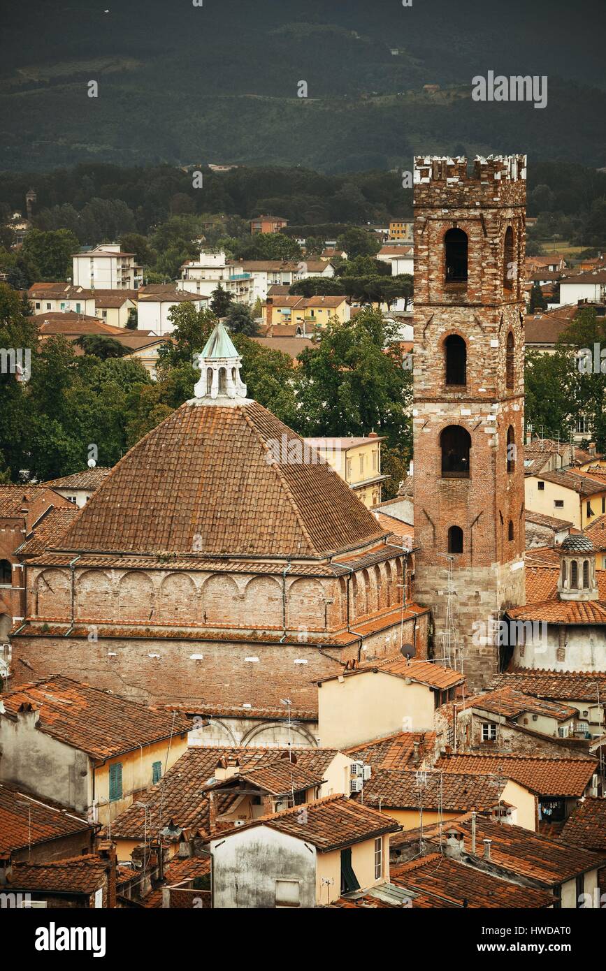 Lucca clock tower viewed from above in Italy Stock Photo - Alamy