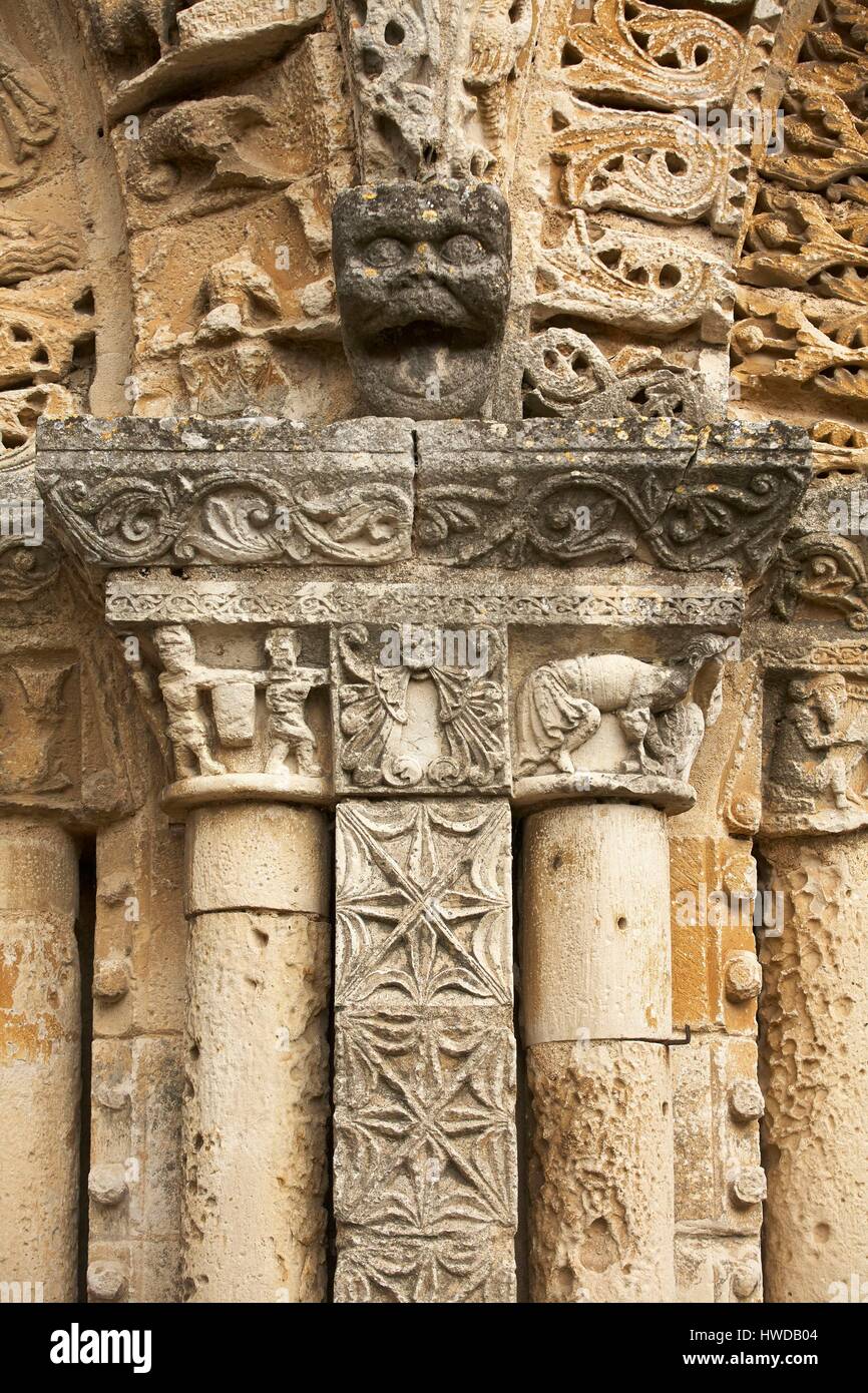 France, Vienne, Civray, St Nicolas Church from 12th century, Capital ...