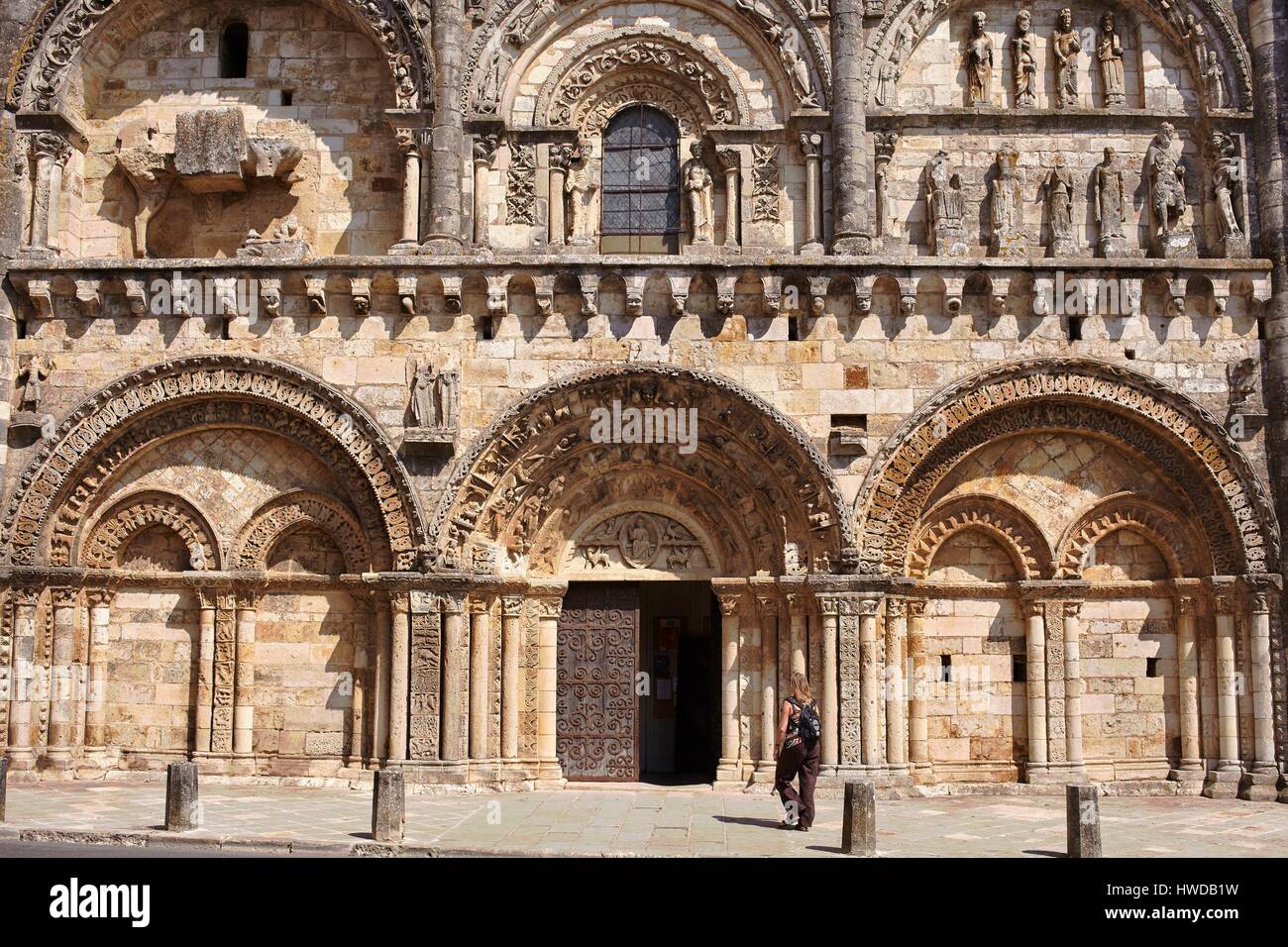 France, Vienne, Civray, St Nicolas Church from 12th century ...