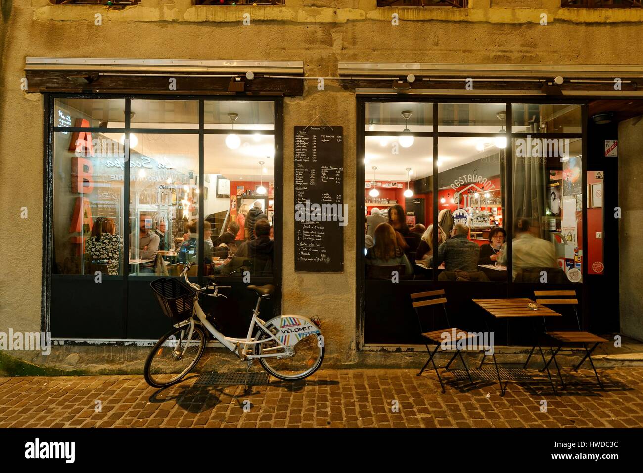 France, Moselle, Metz, Ici Restaurant Café, 4, rue du Faisan Stock ...