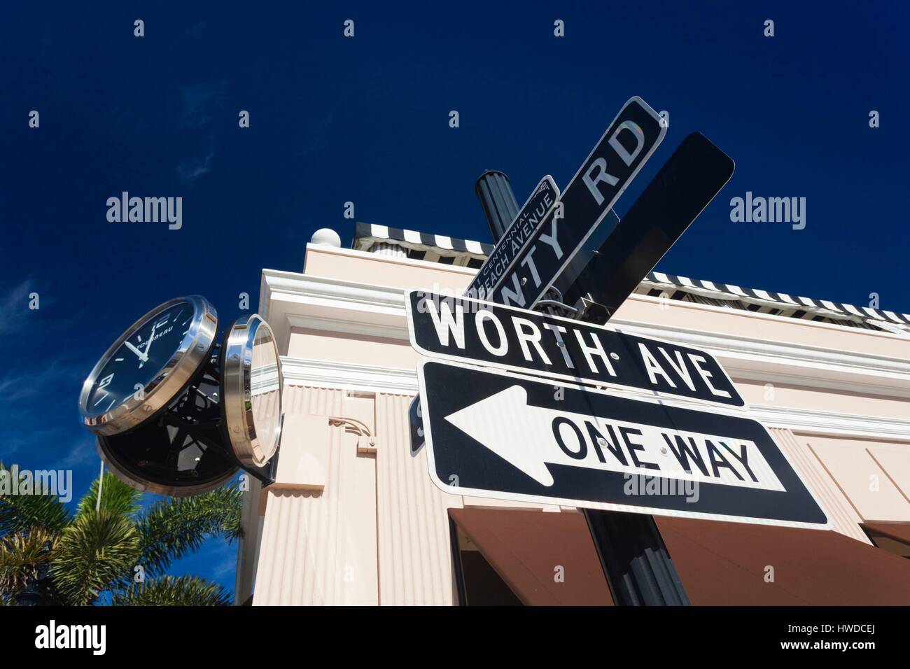 United States, Florida, Palm Beach, Worth Avenue, street sign Stock ...