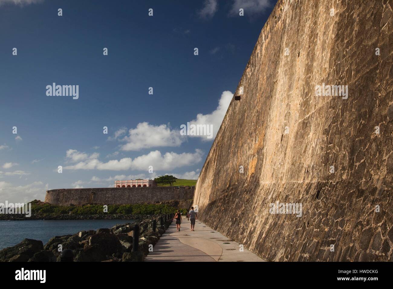 Puerto Rico, San Juan, Old San Juan, El Morro Fortress, fortress walls ...