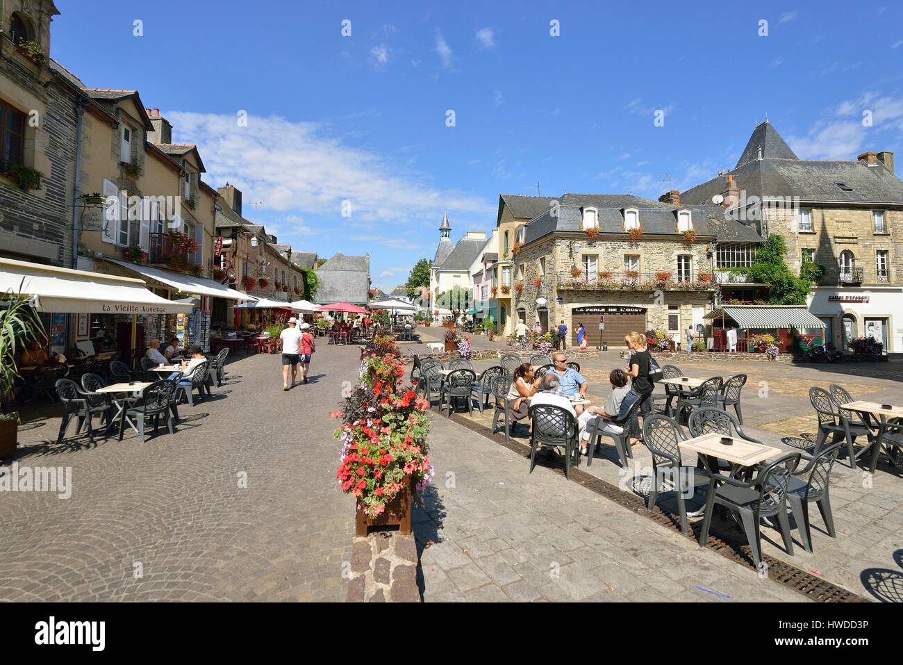 France, Morbihan, Malestroit medieval village, Bouffay square Stock ...