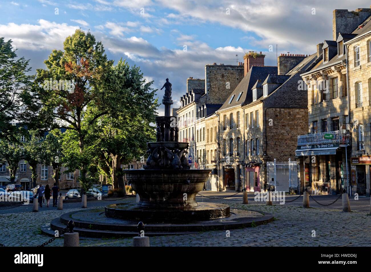 France, Cotes d'Armor, Guingamp, the Plomee Fountain in the place du ...