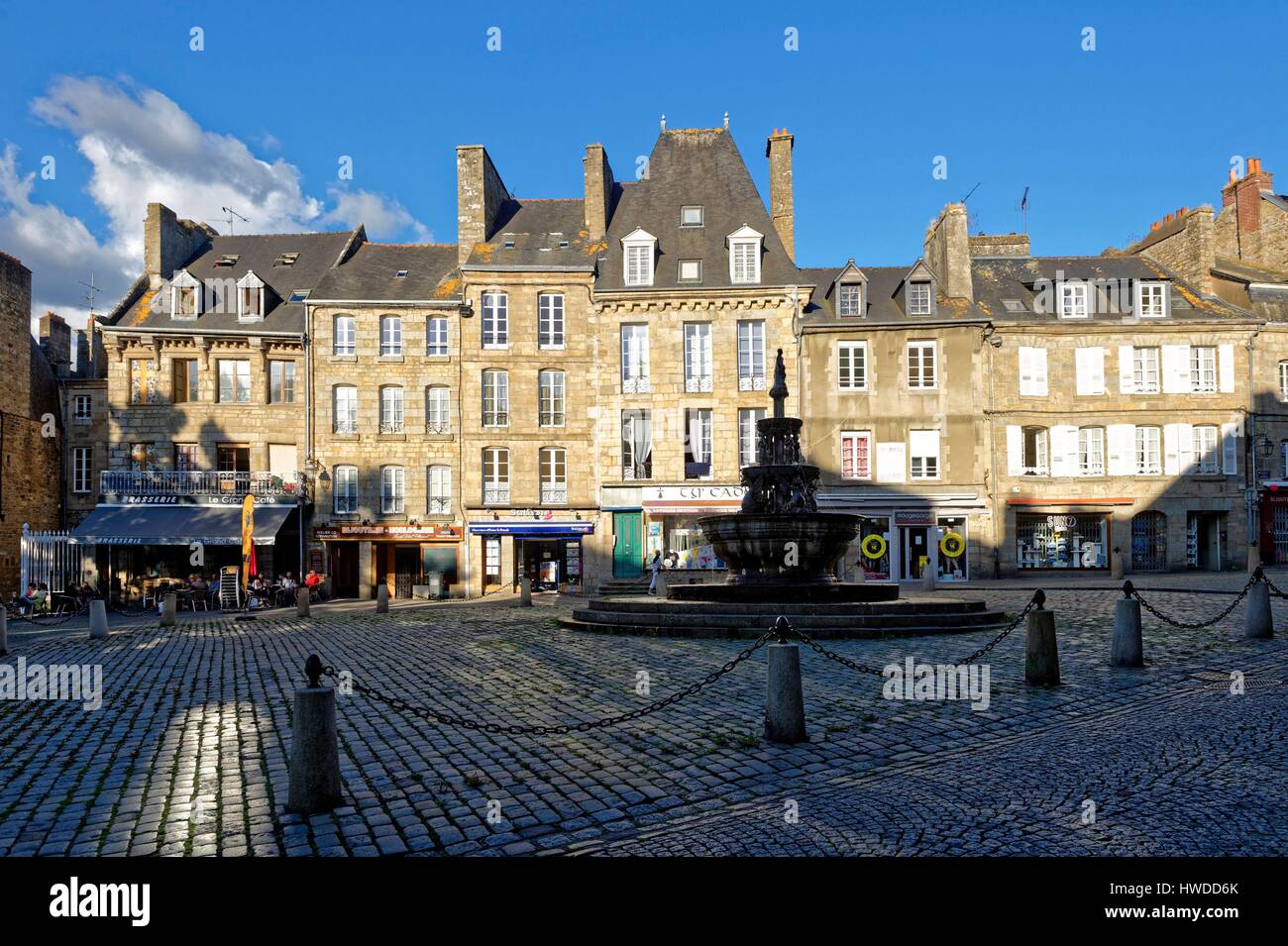 France, Cotes d'Armor, Guingamp, the Plomee Fountain in the place du ...