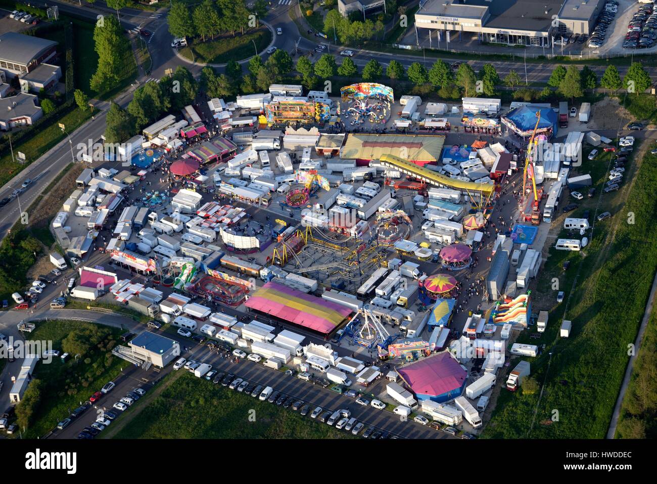France, Doubs, Audincourt, funfair park (aerial view Stock Photo - Alamy
