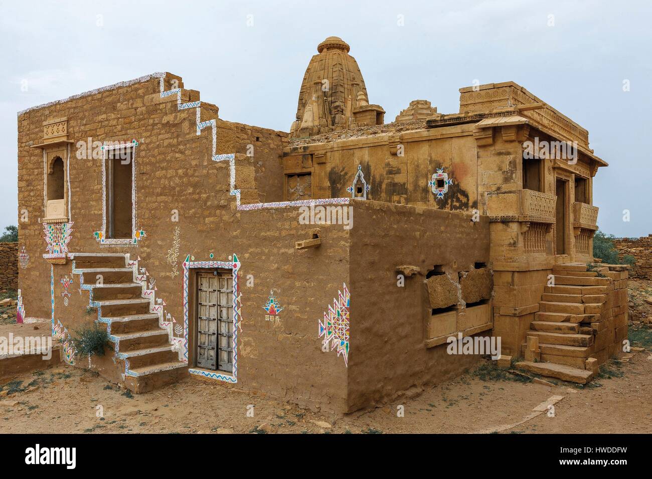 India, Rajasthan, Jaisalmer, traditional adobe house Stock Photo - Alamy