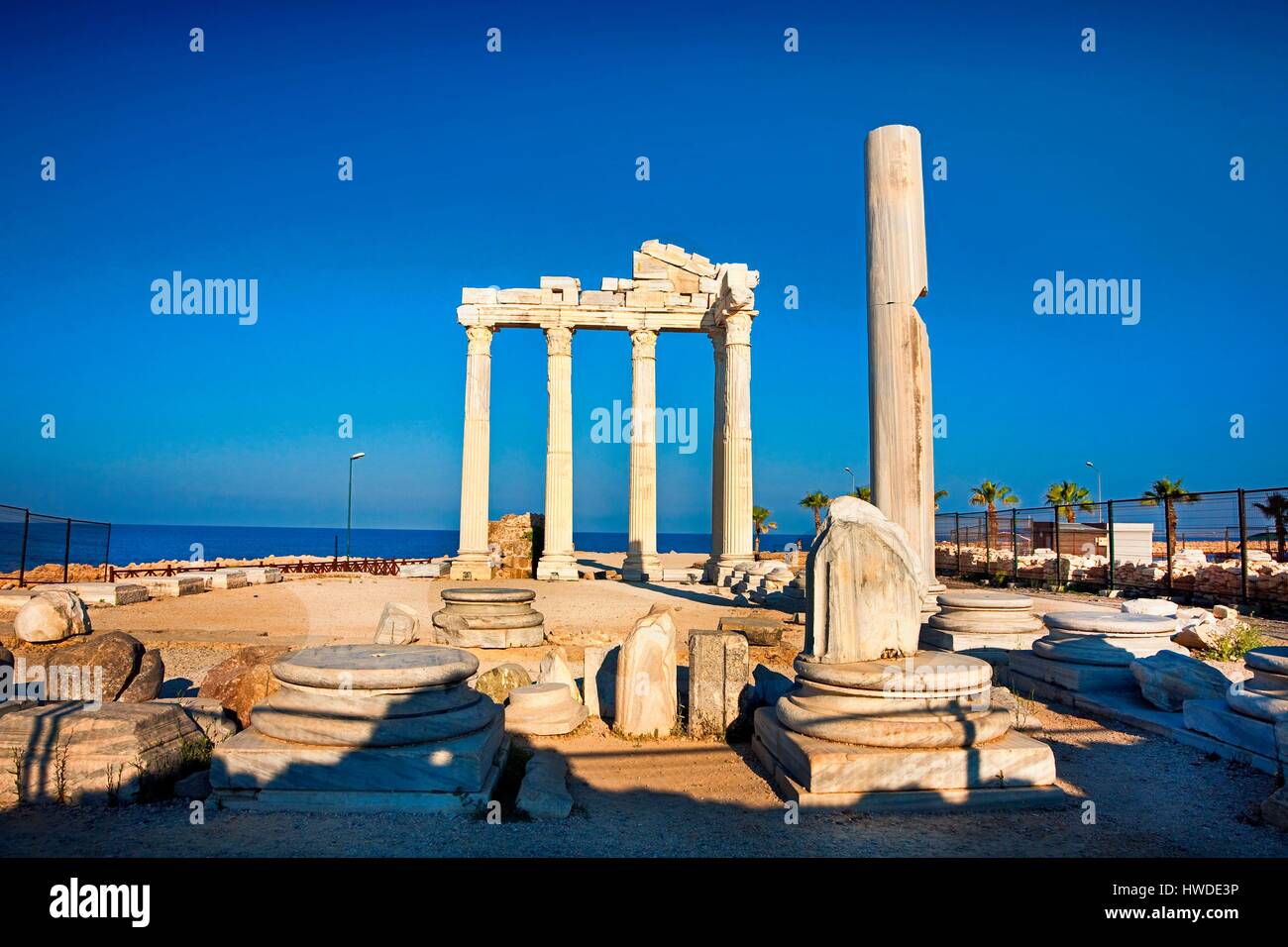 Turkey, Mediterranean Region, Antalya, Side, Temple of Apollo and ...