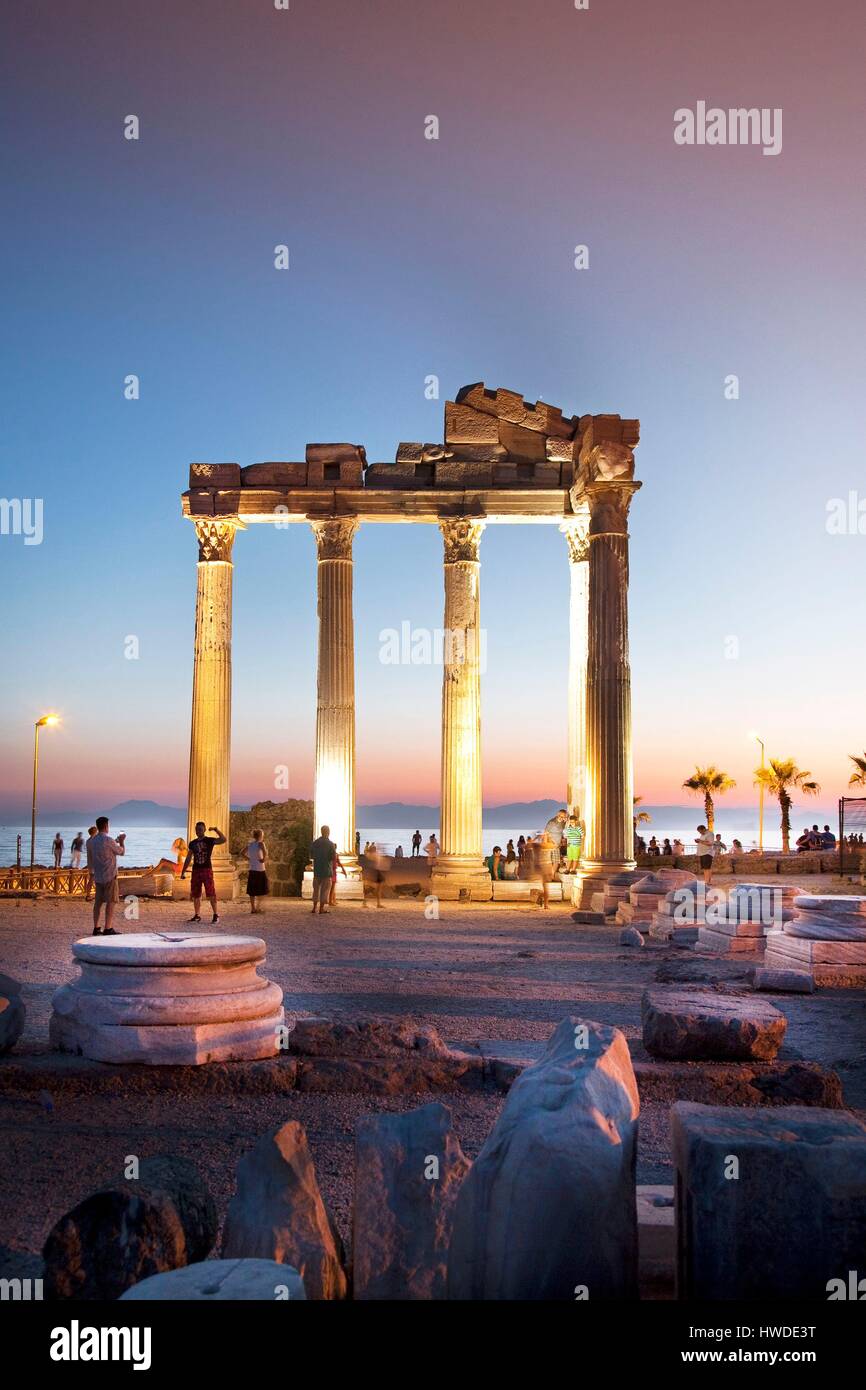 Turkey, Mediterranean Region, Antalya, Side, Temple of Apollo and ...