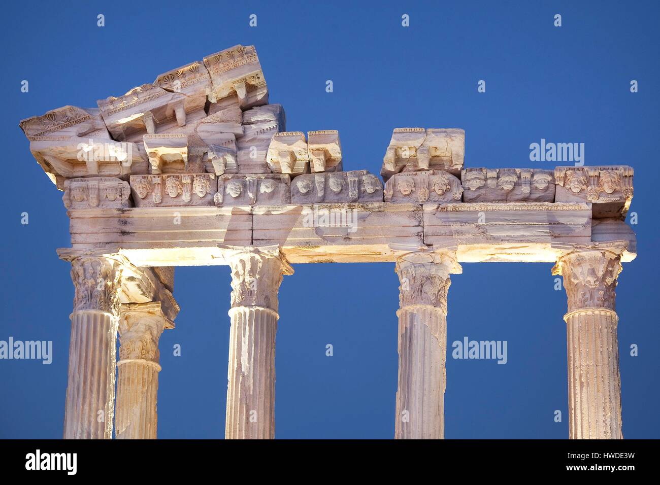 Turkey, Mediterranean Region, Antalya, Side, Temple of Apollo and ...