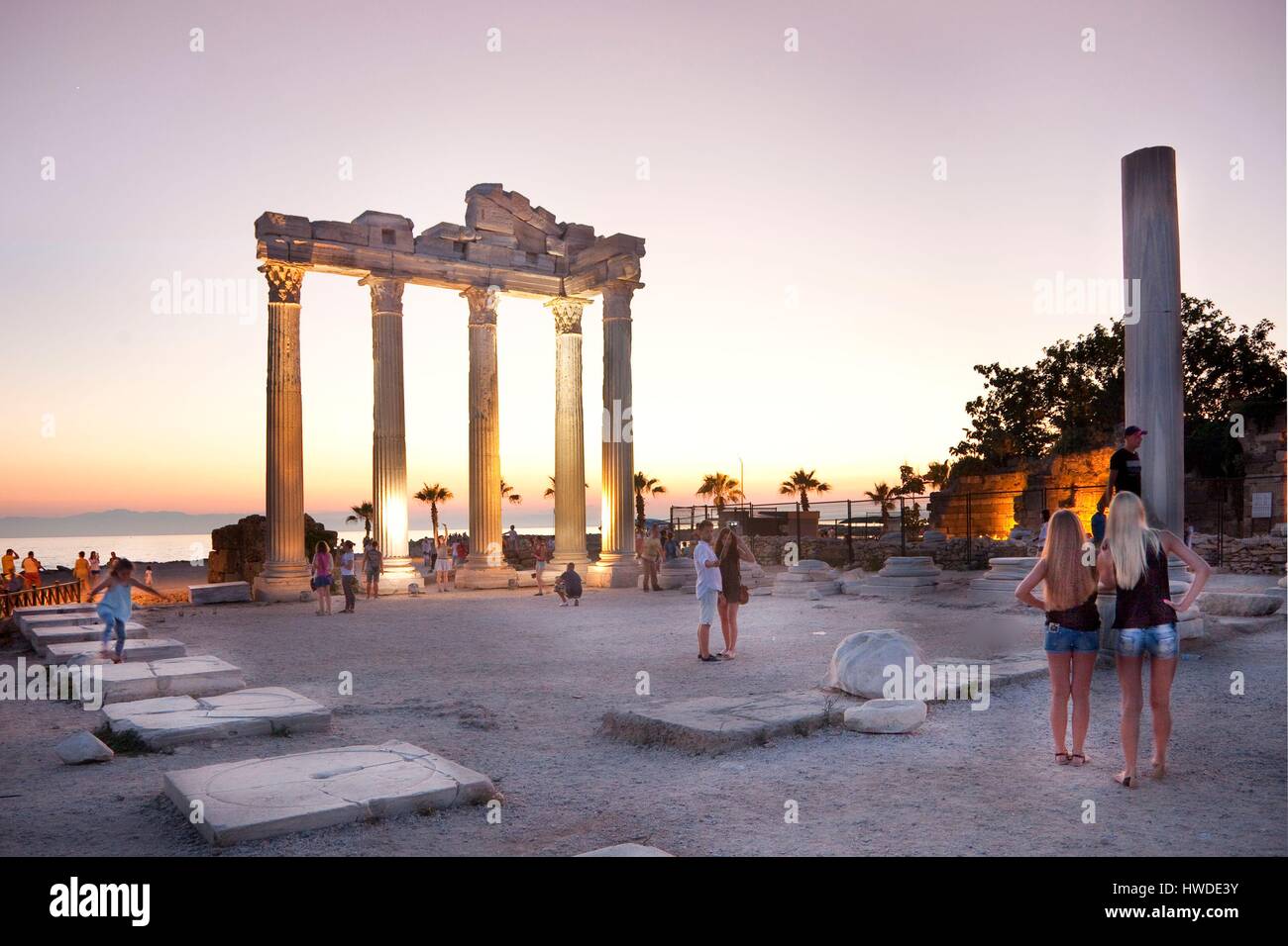 Turkey, Mediterranean Region, Antalya, Side, Temple of Apollo and ...