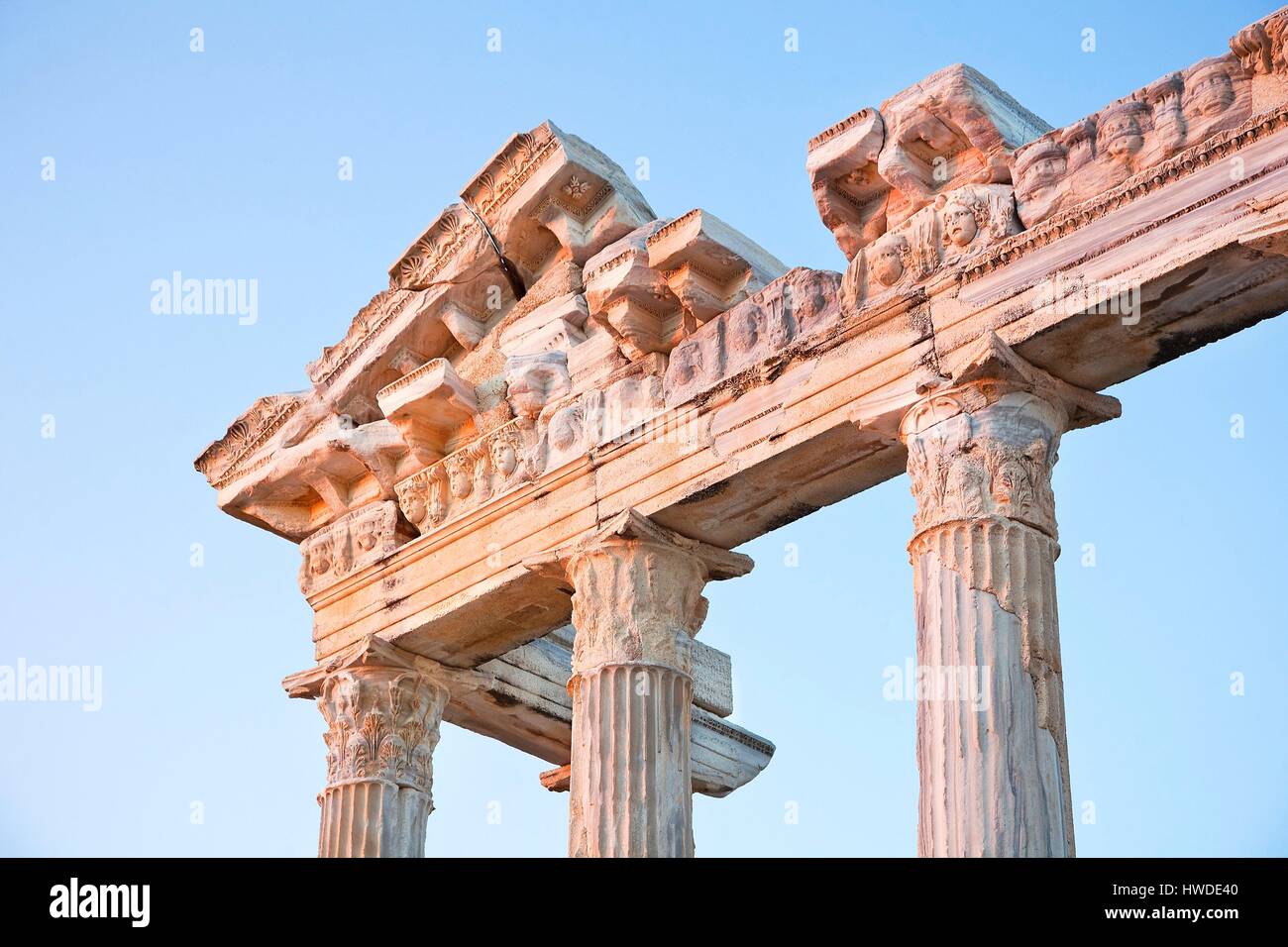 Turkey, Mediterranean Region, Antalya, Side, Temple of Apollo and ...